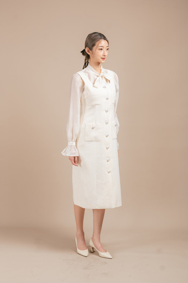 Jovelle Ribbon Tie Blouse and Maxi Dress Set – 26 INCHI